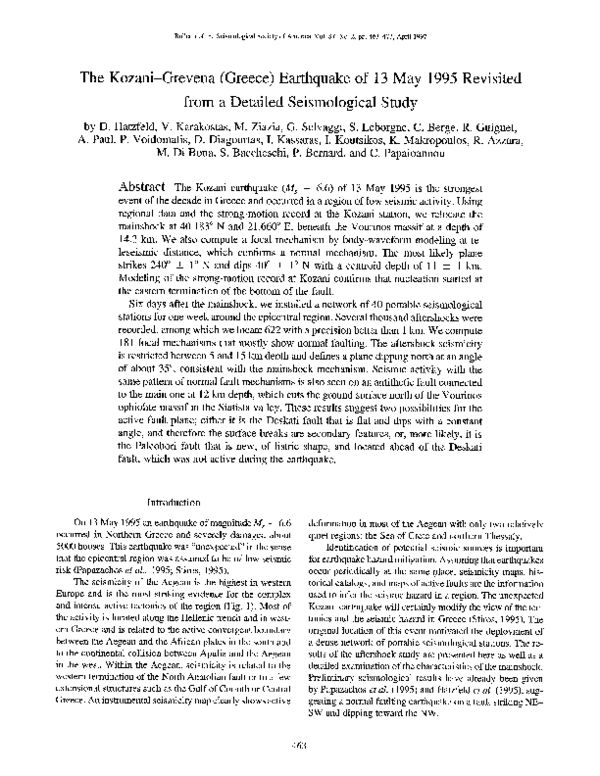 (PDF) The Kozani-Grevena (Greece) earthquake of 13 May 1995 revisited ...