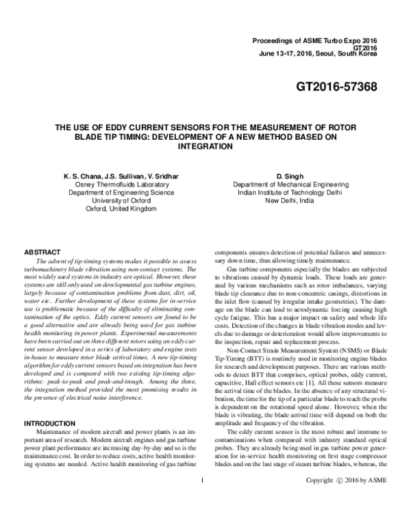 (PDF) The Use of Eddy Current Sensors for the Measurement of Rotor ...