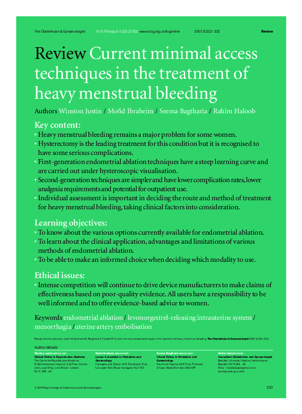 (PDF) Current minimal access techniques in the treatment of heavy ...