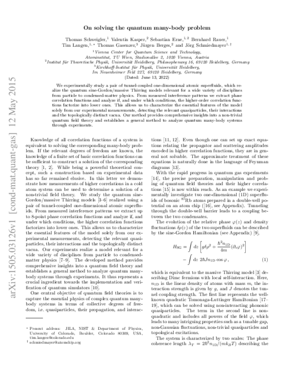(PDF) On solving quantum many-body problems by experiment
