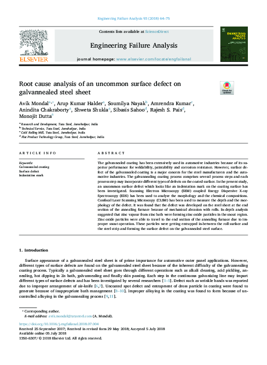 (PDF) Root cause analysis of an uncommon surface defect on galvannealed ...