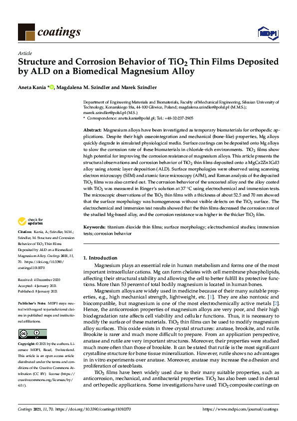 (PDF) Structure and Corrosion Behavior of TiO2 Thin Films Deposited by ...
