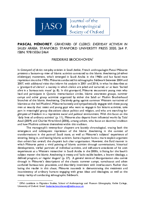 (PDF) Book Review - Graveyard of Clerics: Everyday Activism in Saudi ...