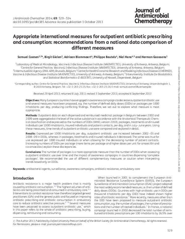 (PDF) Appropriate international measures for outpatient antibiotic prescribing and consumption ...
