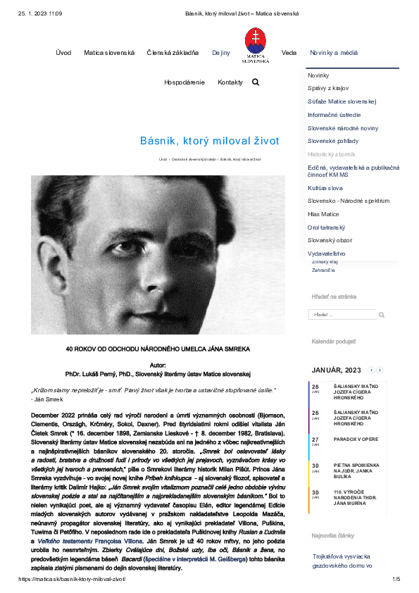 (PDF) Básnik, ktorý miloval život (Ján Smrek)