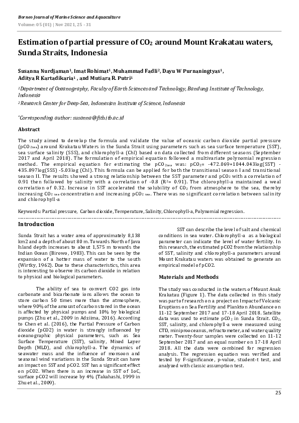 (PDF) Estimation of Partial Pressure of CO2 (pCO2) Around Mount ...
