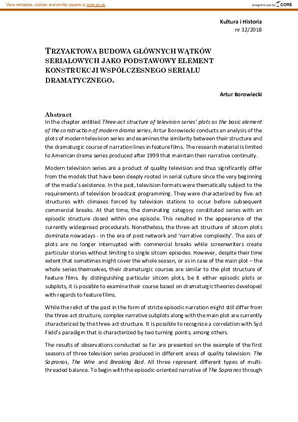(PDF) Three-act structure of television series’ plots as the basic ...