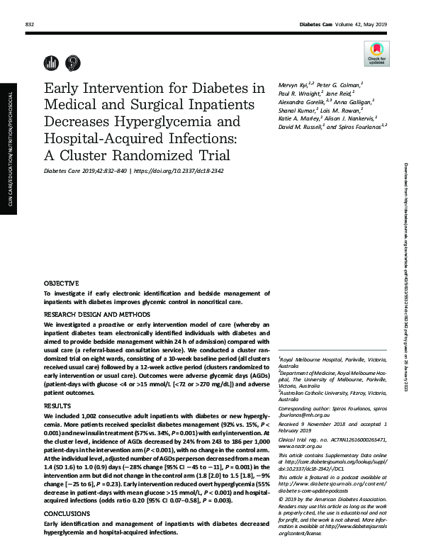 (PDF) Early Intervention for Diabetes in Medical and Surgical ...