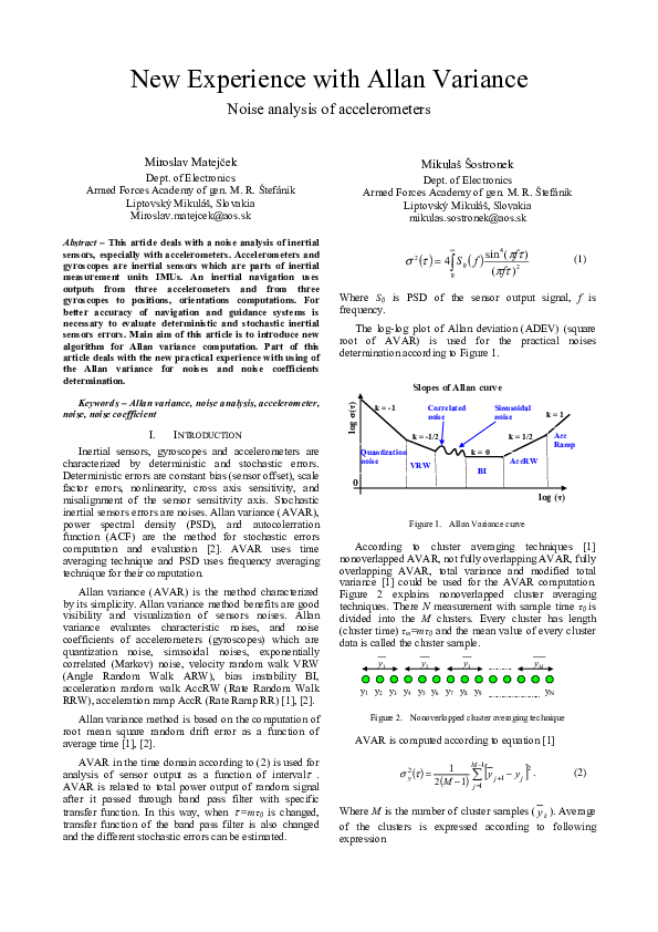 (PDF) New experience with Allan variance: Noise analysis of accelerometers