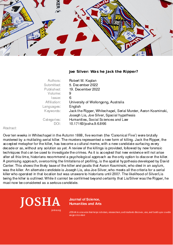 (PDF) Joe Silver: Was he Jack the Ripper