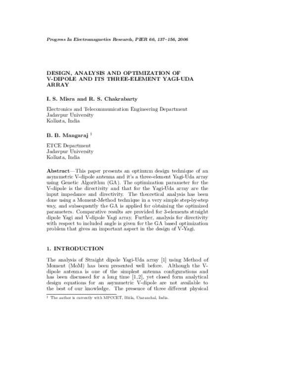 (PDF) Design, Analysis and Optimization of V-Dipole and Its Three ...