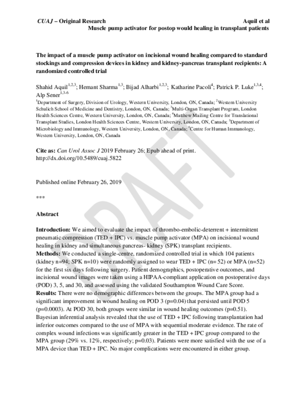 (PDF) The The impact of a muscle pump activator on incisional wound ...