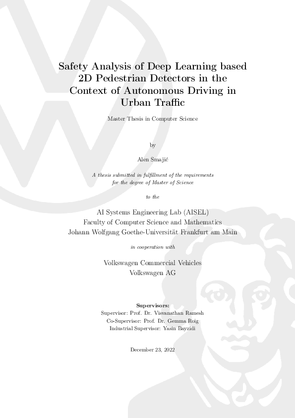 (PDF) Safety Analysis of Deep Learning based 2D Pedestrian Detectors in the Context of ...