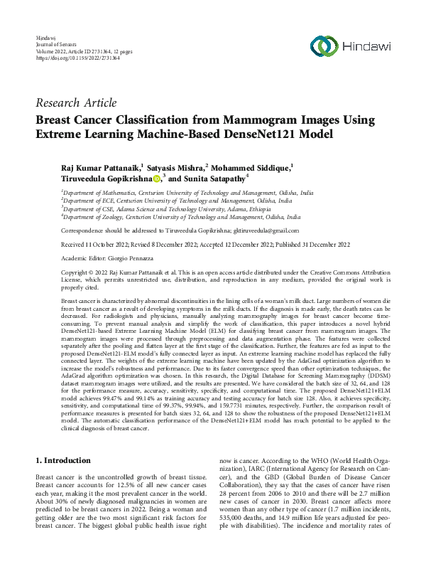 Pdf Breast Cancer Classification From Mammogram Images Using Extreme Learning Machine Based