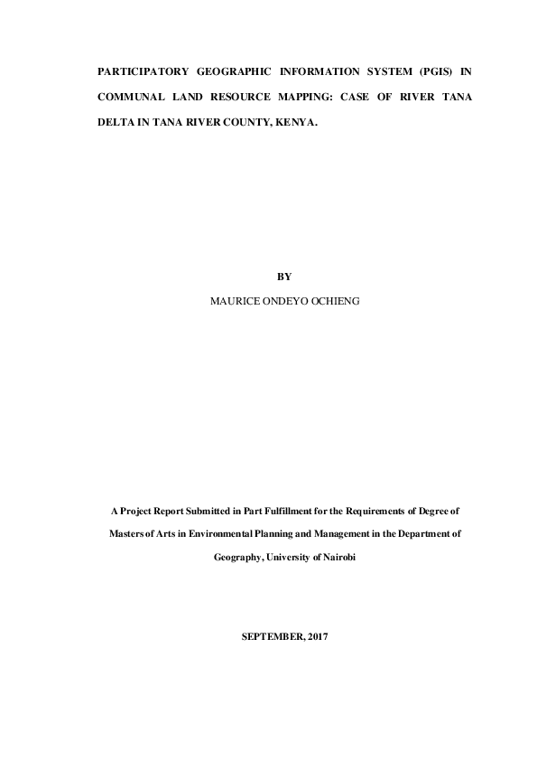 (PDF) Participatory Geographic Information System (Pgis) in Communal ...