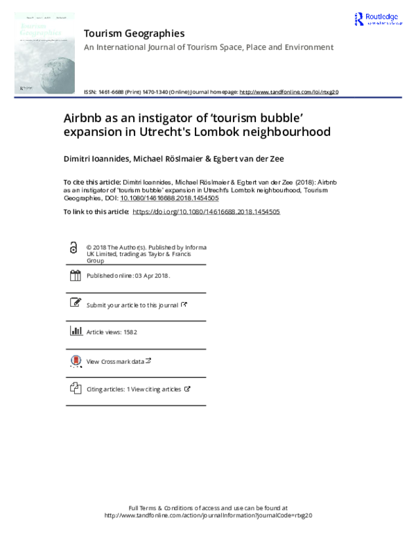 (PDF) Airbnb as an instigator of ‘tourism bubble’ expansion in Utrecht ...