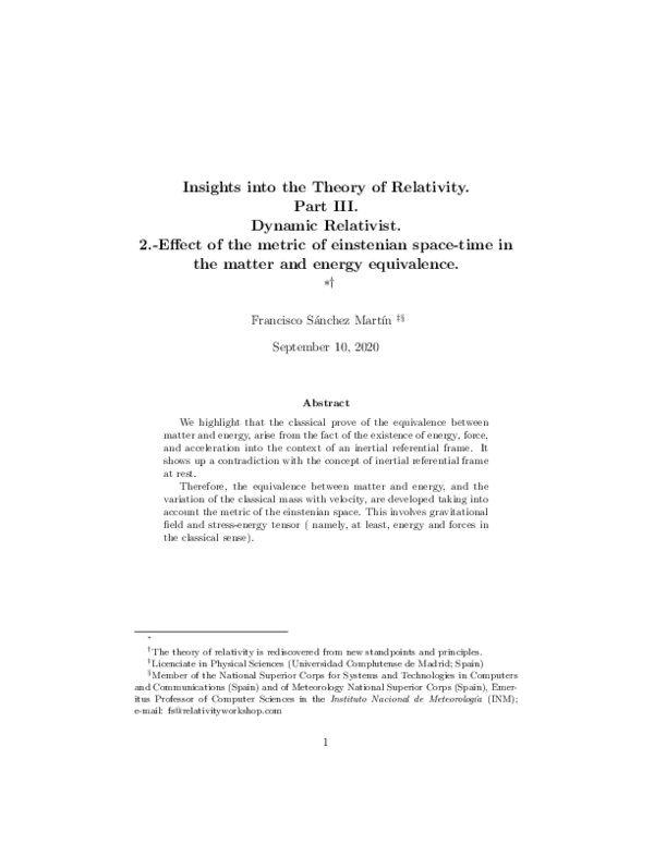 (PDF) Insights into the Theory of Relativity. Part III. Dynamic ...