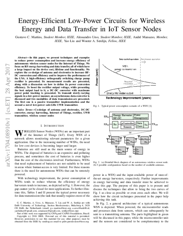 Pdf Energy Efficient Low Power Circuits For Wireless Energy And Data Transfer In Iot Sensor Nodes 3458