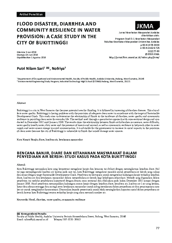 (PDF) The Relationship of Flood Disaster With The Incidence Of Diarrhea ...