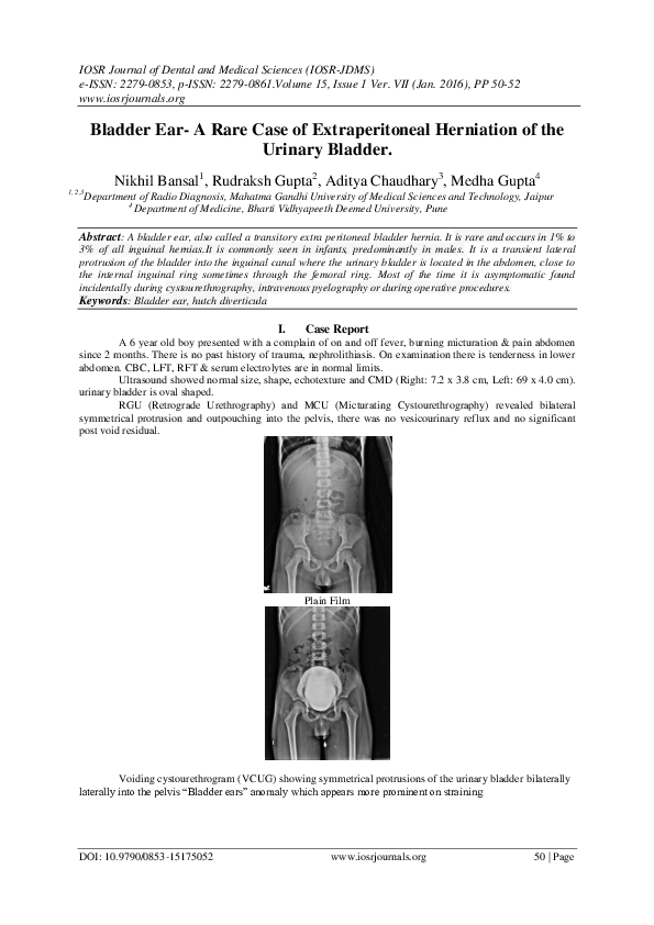 (PDF) Bladder Ear- A Rare Case of Extraperitoneal Herniation of the ...