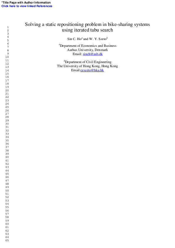 (PDF) Solving a static repositioning problem in bike-sharing systems using iterated tabu search
