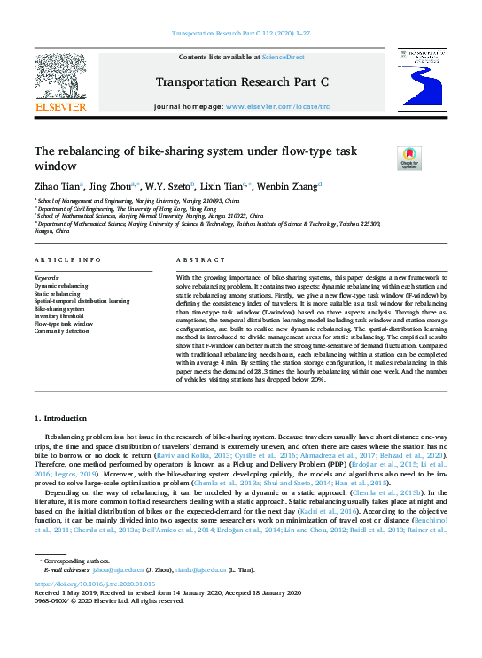 (PDF) The rebalancing of bike-sharing system under flow-type task window
