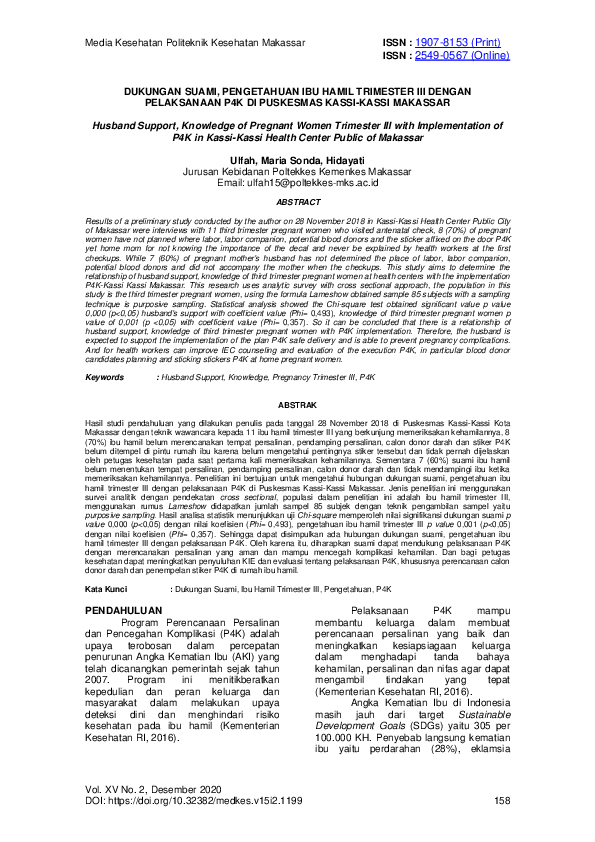 (PDF) Dukungan Suami, Pengetahuan Ibu Hamil Trimester III dengan ...