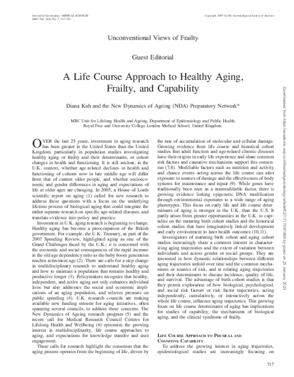 (PDF) A Life Course Approach to Healthy Aging, Frailty, and Capability
