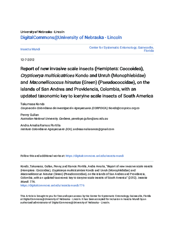 (PDF) Report of new invasive scale insects (Hemiptera: Coccoidea ...