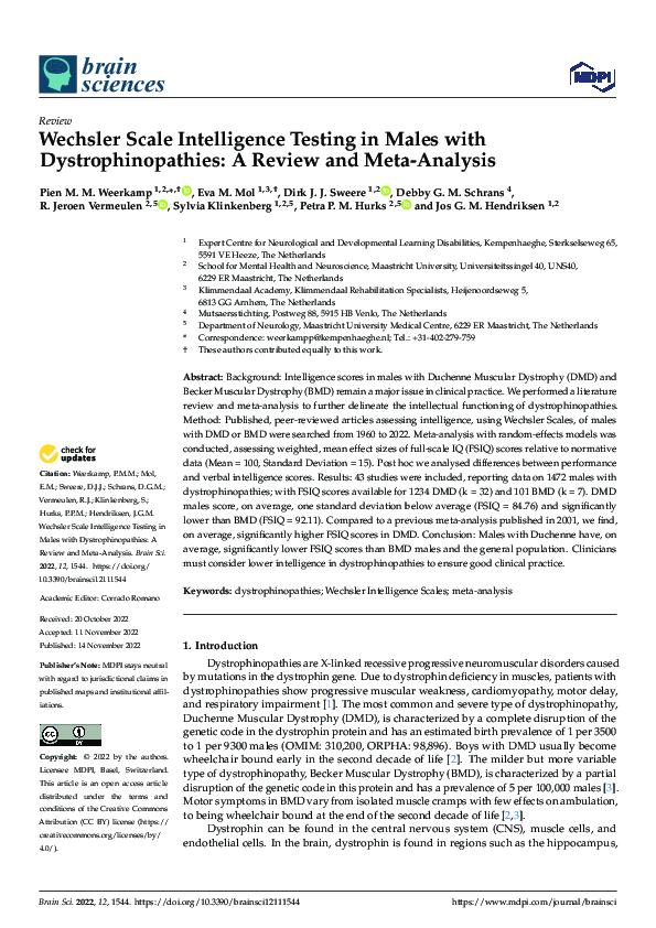 (PDF) Wechsler Scale Intelligence Testing in Males with ...