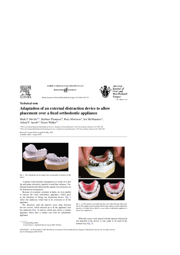 (PDF) Adaptation of an external distraction device to allow placement ...