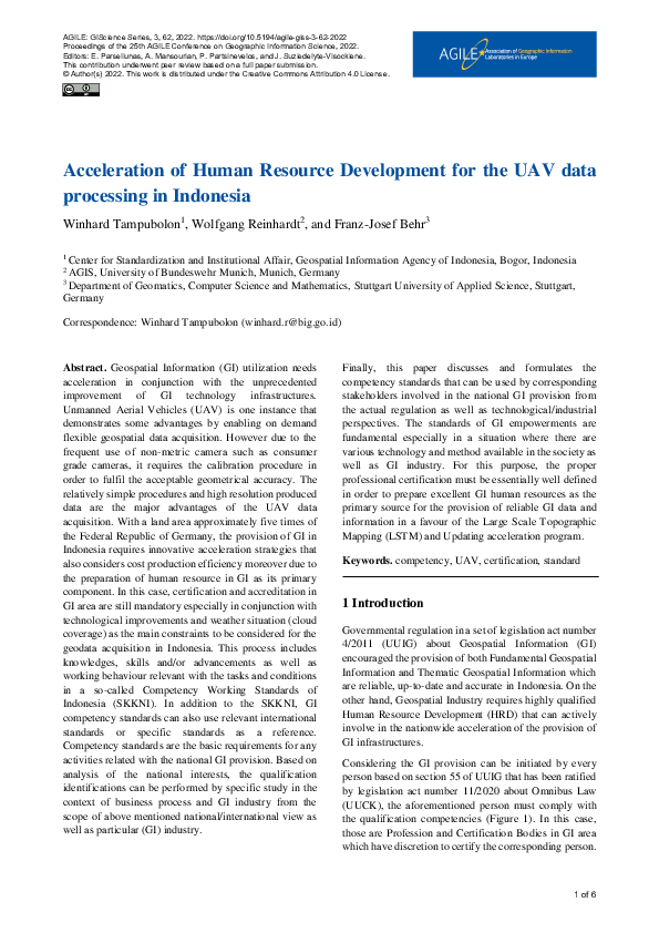 (PDF) Acceleration of Human Resource Development for the UAV data processing in Indonesia