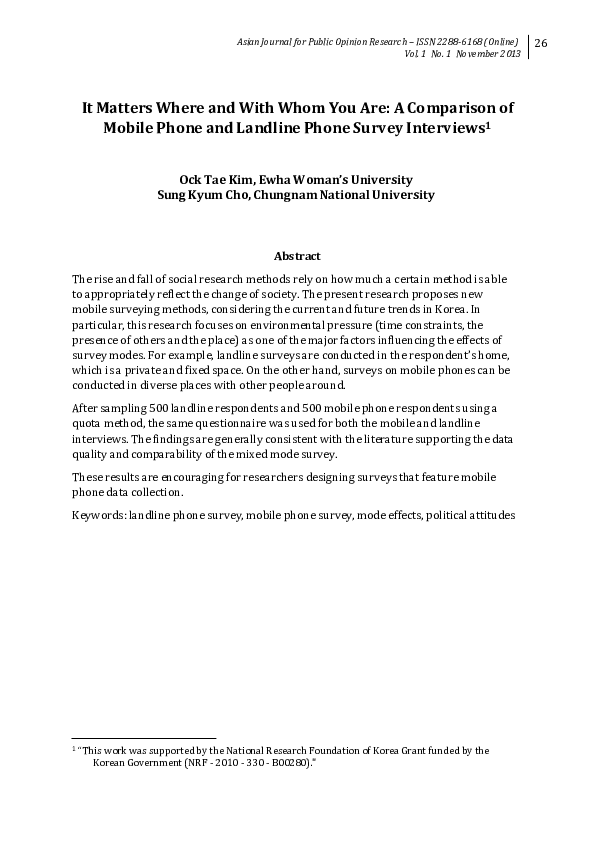 (PDF) It Matters Where and With Whom You Are: A Comparison of Mobile ...