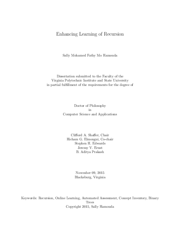 (PDF) Enhancing Learning of Recursion