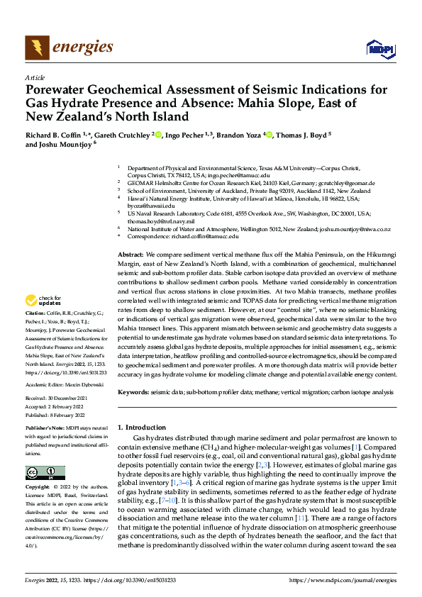 (PDF) Porewater Geochemical Assessment of Seismic Indications for Gas ...