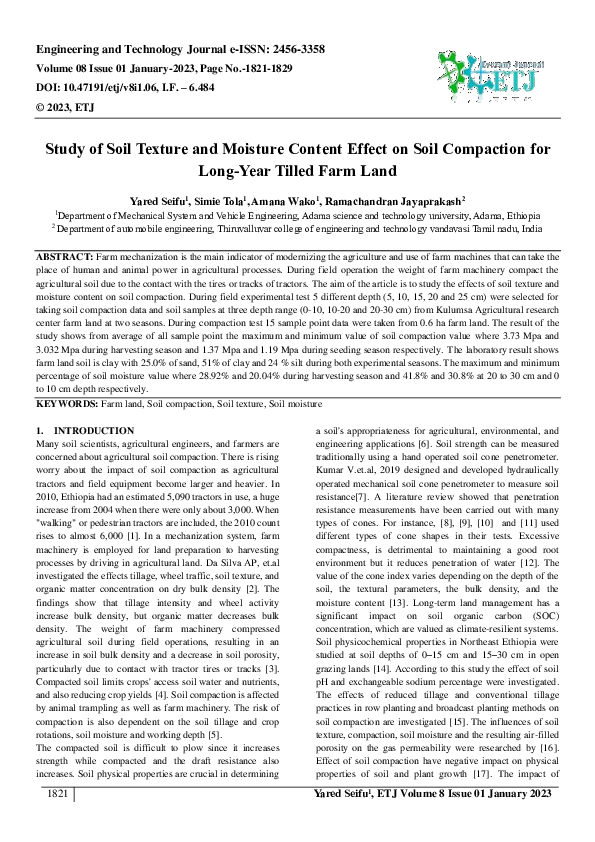 (PDF) Study of Soil Texture and Moisture Content Effect on Soil ...