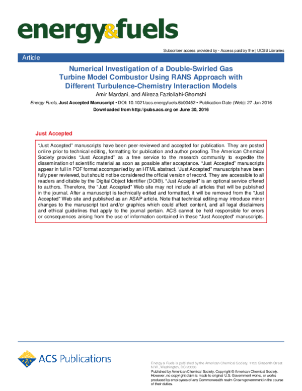 (PDF) Numerical Investigation of a Double-Swirled Gas Turbine Model Combustor Using a RANS ...
