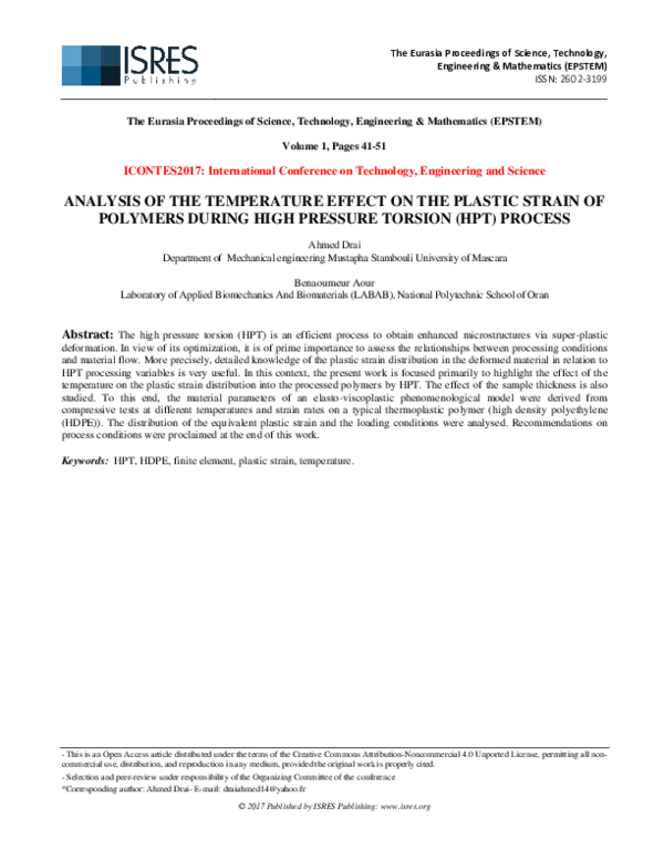 (PDF) Analysis of the Temperature Effect on the Plastic Strain of ...