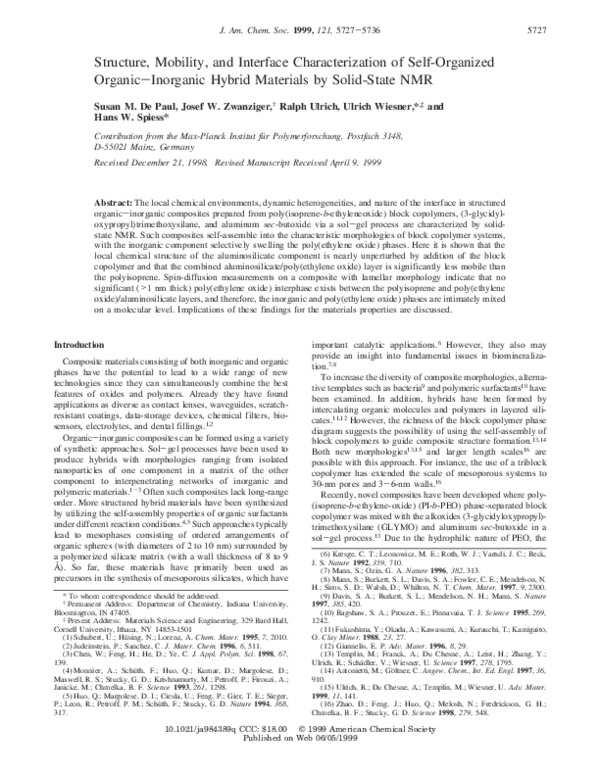 (PDF) Structure, Mobility, and Interface Characterization of Self-Organized Organic−Inorganic ...