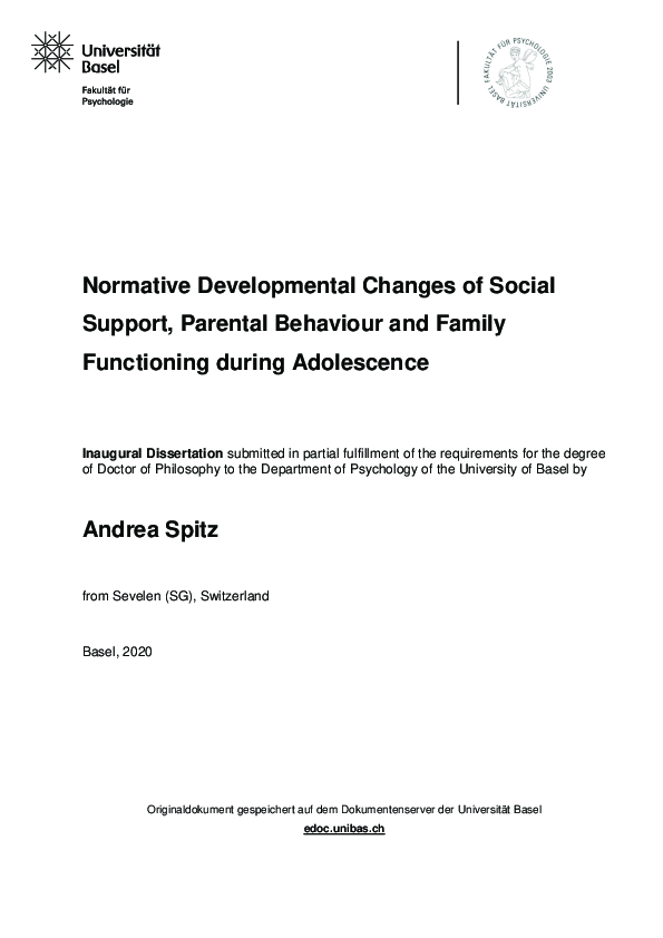 (PDF) Normative Developmental Changes of Social Support, Parental ...
