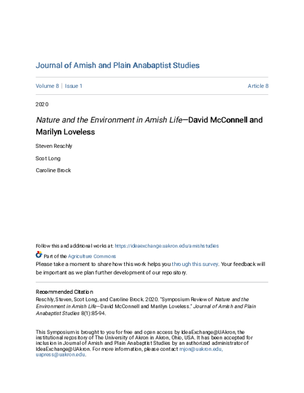 (PDF) Nature and the Environment in Amish Life —David McConnell and ...