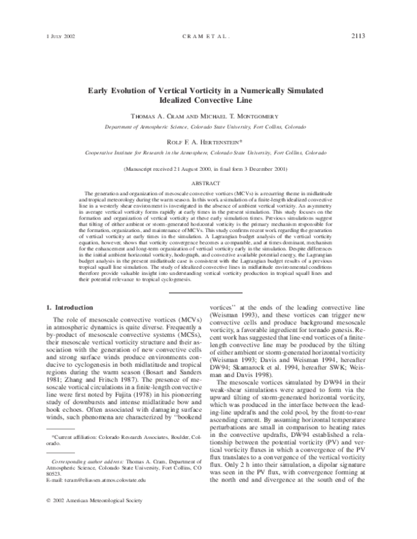 (PDF) Early Evolution of Vertical Vorticity in a Numerically Simulated ...