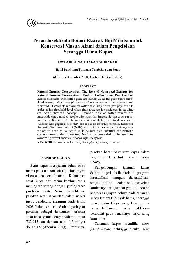 (PDF) Peran insektisida botani ekstrak biji mimba untuk konservasi ...