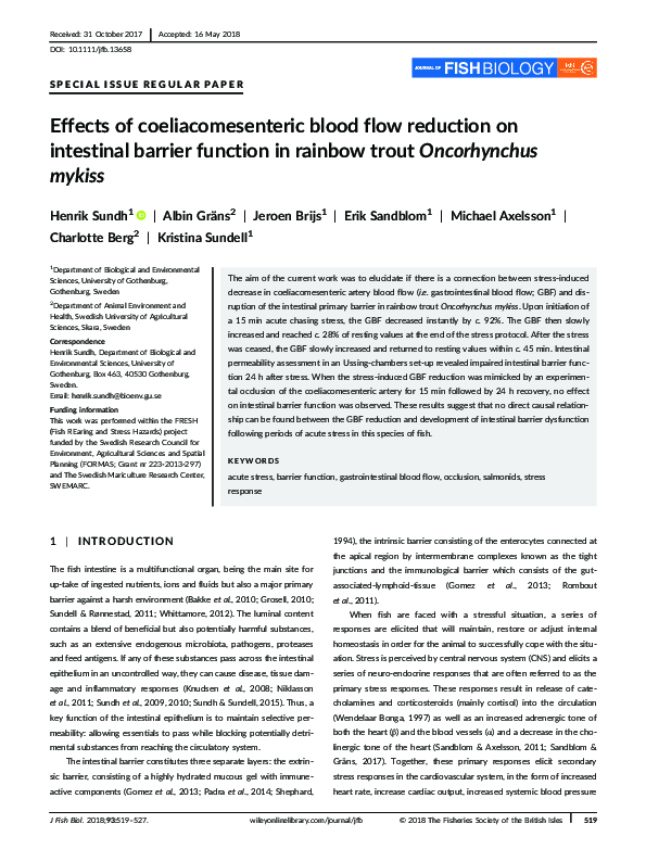 (PDF) Effects of coeliacomesenteric blood flow reduction on intestinal ...