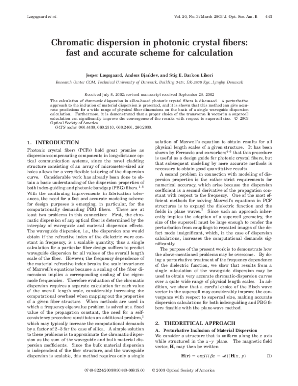 (PDF) Chromatic dispersion in photonic crystal fibers: fast and ...