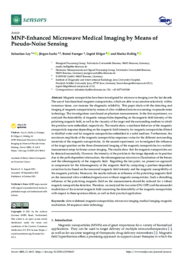 (PDF) MNP-Enhanced Microwave Medical Imaging by Means of Pseudo-Noise ...