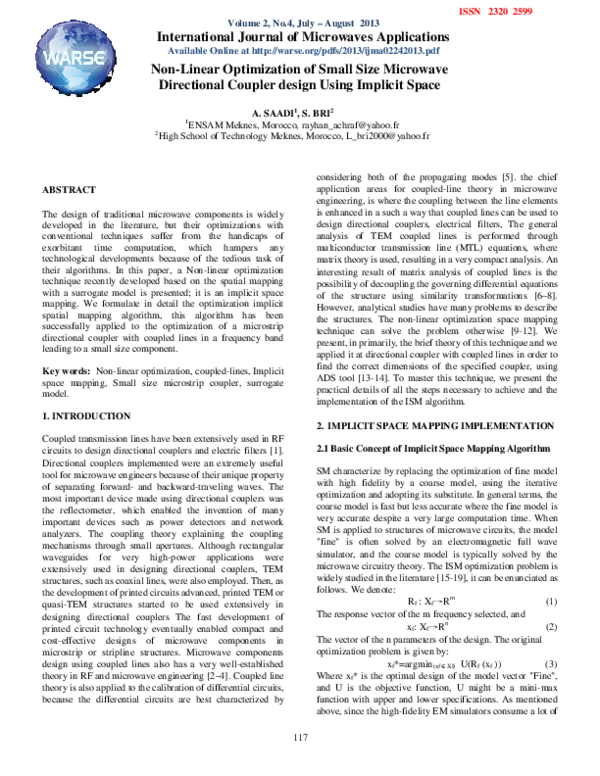 (PDF) Optimizing Microwave Couplers via Implicit Mapping
