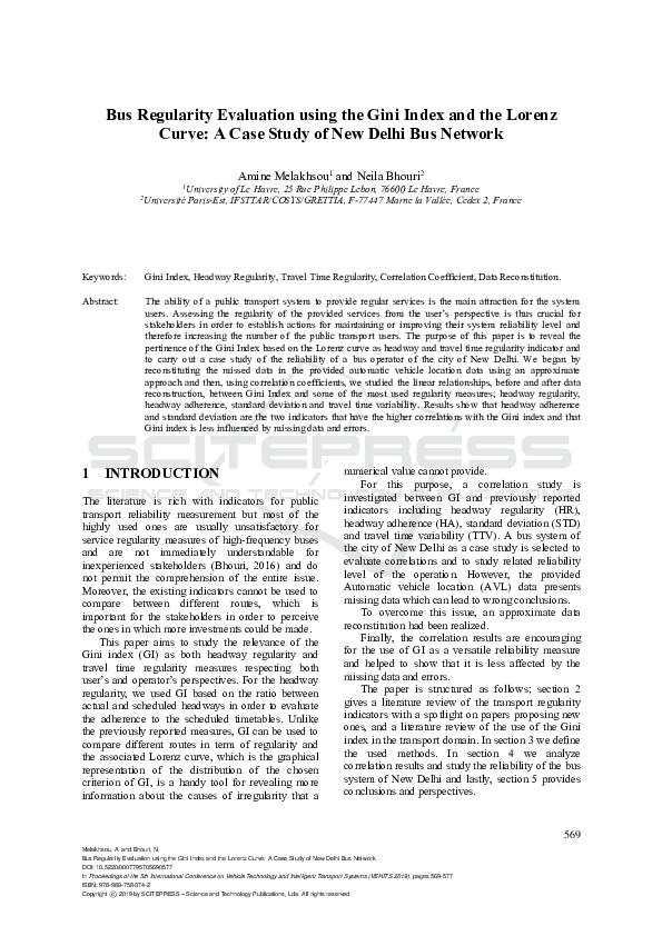 (PDF) Bus Regularity Evaluation using the Gini Index and the Lorenz Curve: A Case Study of New ...
