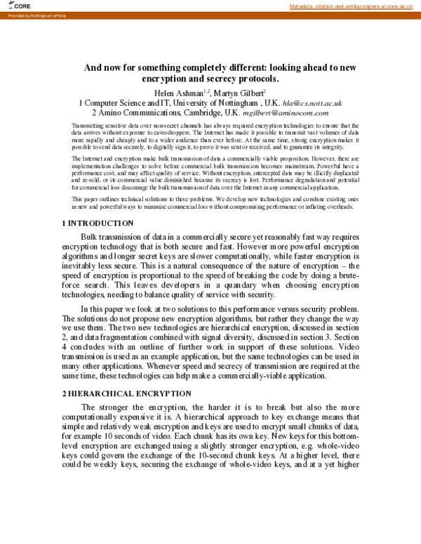 (PDF) And now for something completely different: looking ahead to new encryption and secrecy ...