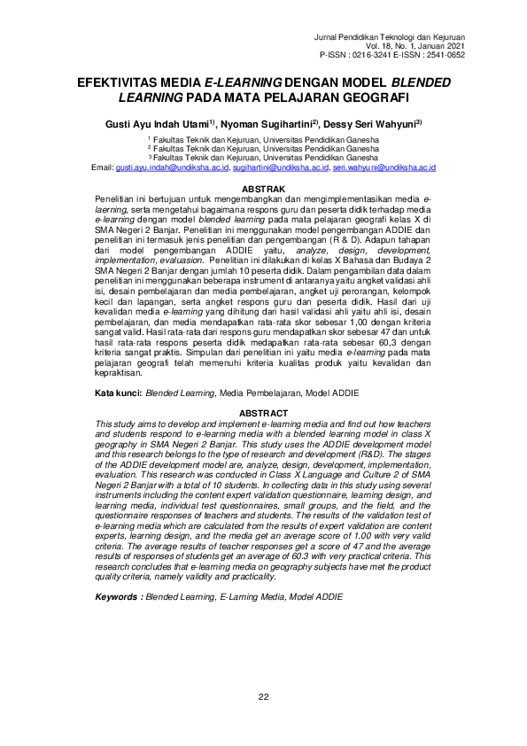 (PDF) Efektivitas Media E-Learning Dengan Model Blended Learning Pada Mata Pelajaran Geografi ...